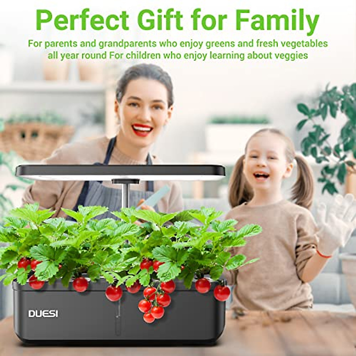 DUESI 12Pods Hydroponics Growing System,Upgrade Indoor Herb Garden 2.0 with Grow Light,Plants Germination Kit with Silent Pump,Automatic Timer,4.5L Large Leakproof Water Tank,Upto 19