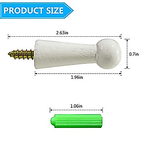 Svaitend Screw-On Solid Wood Hook Coat Hook Towel Hook Shaker Pegs for Bathroom Livingroom Garden 10 Pieces (White Paint)
