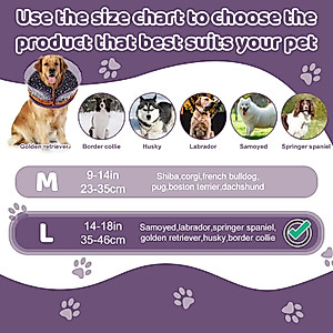 Guiqulai Dog Cone,Inflatable Dog Cone for Small, Medium and Large Dogs, Soft Cone for Dogs After Surgery with Adjustable Buckle and Cute Pattern to Stop Licking and Biting Wounds - L(Neck 12"-18")