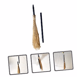 BUTIFULSIC Harry Broomstick Halloween Costume Props Halloween Besom Decor Wizard Broom Props Wizard Cosplay Adult Home Accessories Decor Witch Broomtick Prop Wooden Classic The Witch
