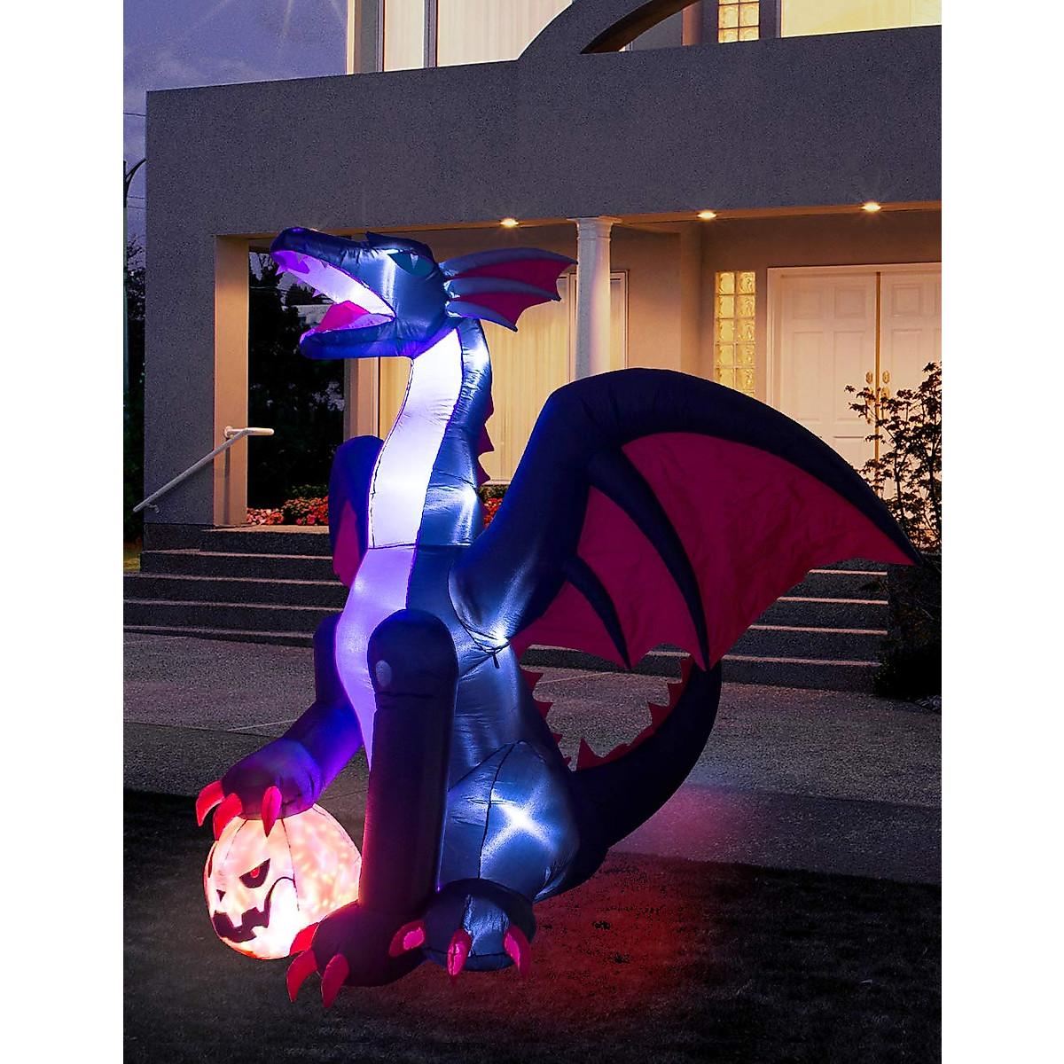 TRMESIA 8Ft Halloween Inflatable Huge Dragon Decoration Outdoor,Halloween Blow up Dragon for Indoor Backyard Garden Lawn Decoration Holiday Outside Yard Display Dinosaur Inflatable for Party