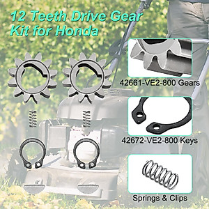 42661-VE2-800 Gears + 42672-VE2-800 Keys Springs & Clips Drive Wheel Kit for Honda HRR216/HRS216 Lawn Mower, Fits HRB216K4 HRB216K5 Models