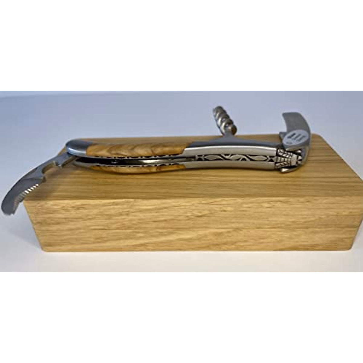 Laguiole En Aubrac Sommelier DeLuxe No 8 Waiter's Corkscrew, Bee Edition Olive Wood Handle, Wine Opener With Foil Cutter & Bottle Opener | Special Crafting Along The Luxury Corkscrew