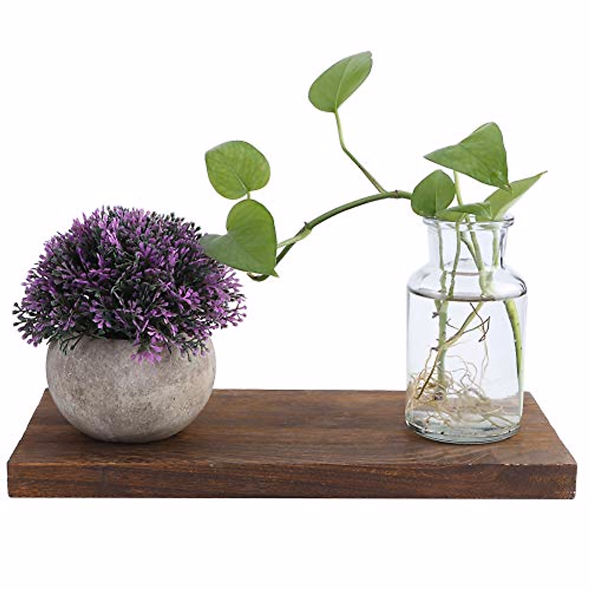 Floating Shelves, Brown Creative Living Room One Word Partition Simple Bedroom Hanging Decorative Shelf TV Background Bookshelf Wall Mounted Invisible Brackets for Bathroom Kitchen Decor(50*14*2cm)