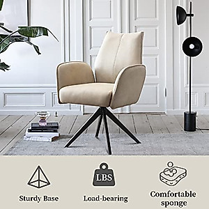 jiexi Modern Ergonomic Office Chair, Desk Chair no Wheels, Home Office Computer Desk Chair, Upholstered Swivel Accent Arm Chairs with Metal Legs, Desk Chair for Bedroom, Reception Room, Living Room