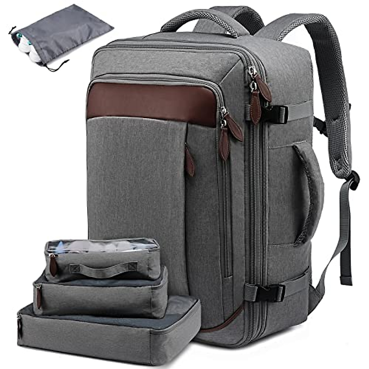 LOVEVOOK Carry on Backpack, 45L Large Travel Backpack for Women Men Airline Approved, Expandable Large Suitcase Backpacks With 4 Packing Cubes, Aer Travel Pack 3, Water Resistant Weekender Bag