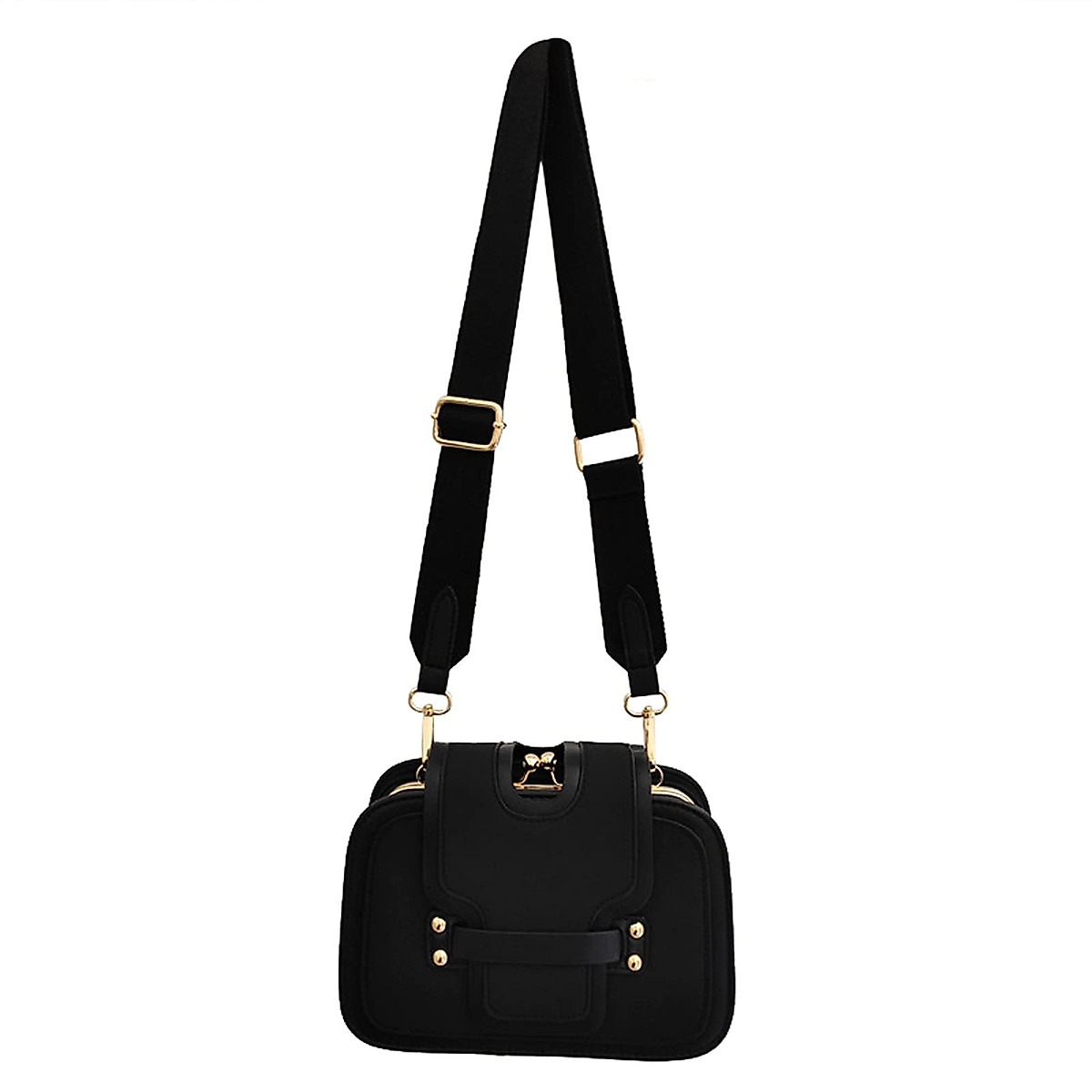 Beacone Wide Purse Strap Adjustable Canvas Replacement Crossbody Handbag Shoulder Bag Strap (A-Black)