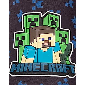 Minecraft Slippers Boys Kids Blue Creeper vs Zombie TNT House Shoes 2.5 US