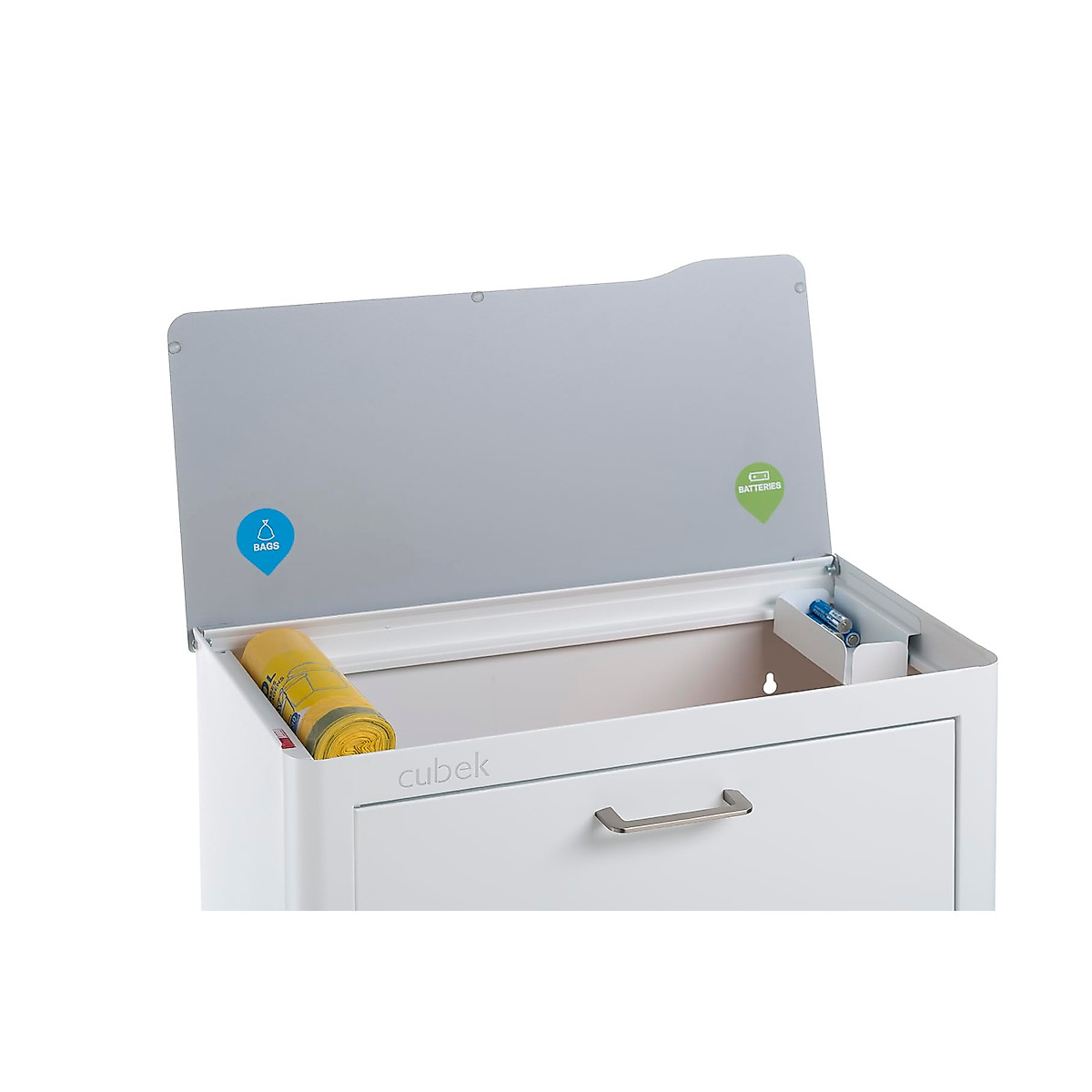 DON HIERRO - CUBEK - Recycling trash can, cabinet trash can, waste bin, 4 individual tilt-out compartments. - White