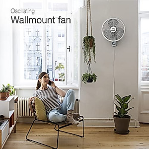 Lasko 16" 3-Speed Oscillating Wall Mount Fan for Indoor Use, M16900, Light Grey
