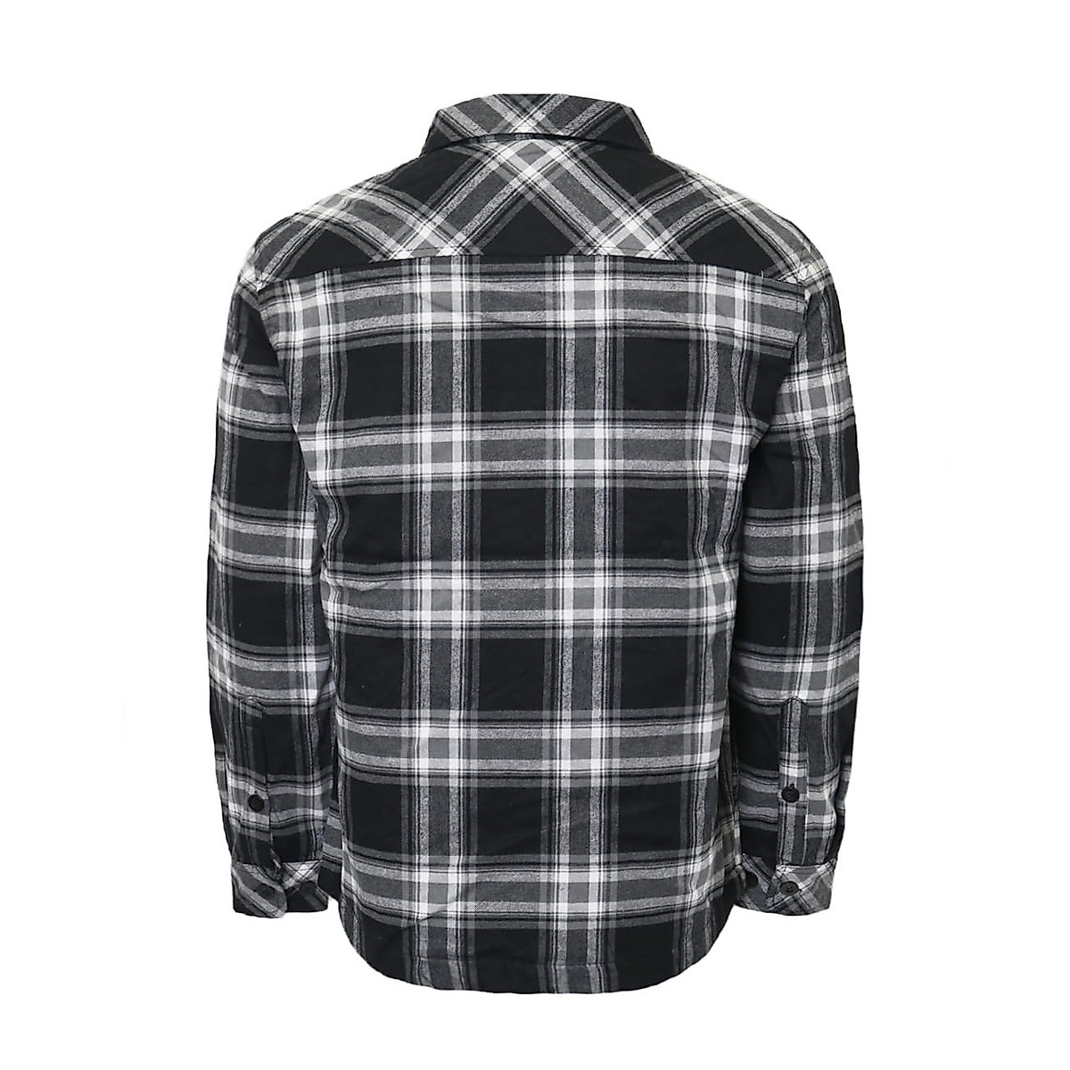 URBANJ Men's Long Sleeve Heavy Weight Quilted Lined Plaid Flannel Shirt Jacket (XL, P2212 Black)