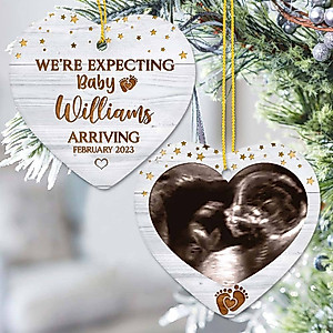 TheUnifury Custom Baby Bump Ornament - Pregnancy Ornaments for Expecting 2024 - Ultrasound Ornament - We're Expecting Ornament - Pregnancy Announcement Ornament - Pregnancy Gift