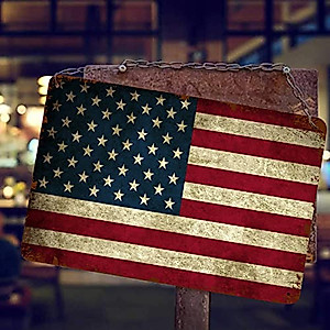 Ruoruo Patriotic American Flag Tin Sign American Flag Design Template Vintage Metal Tin Sign, UV Protected, Ink Printing, Weatherproof, Sign for Home, Business,Bar 8x12 Inch