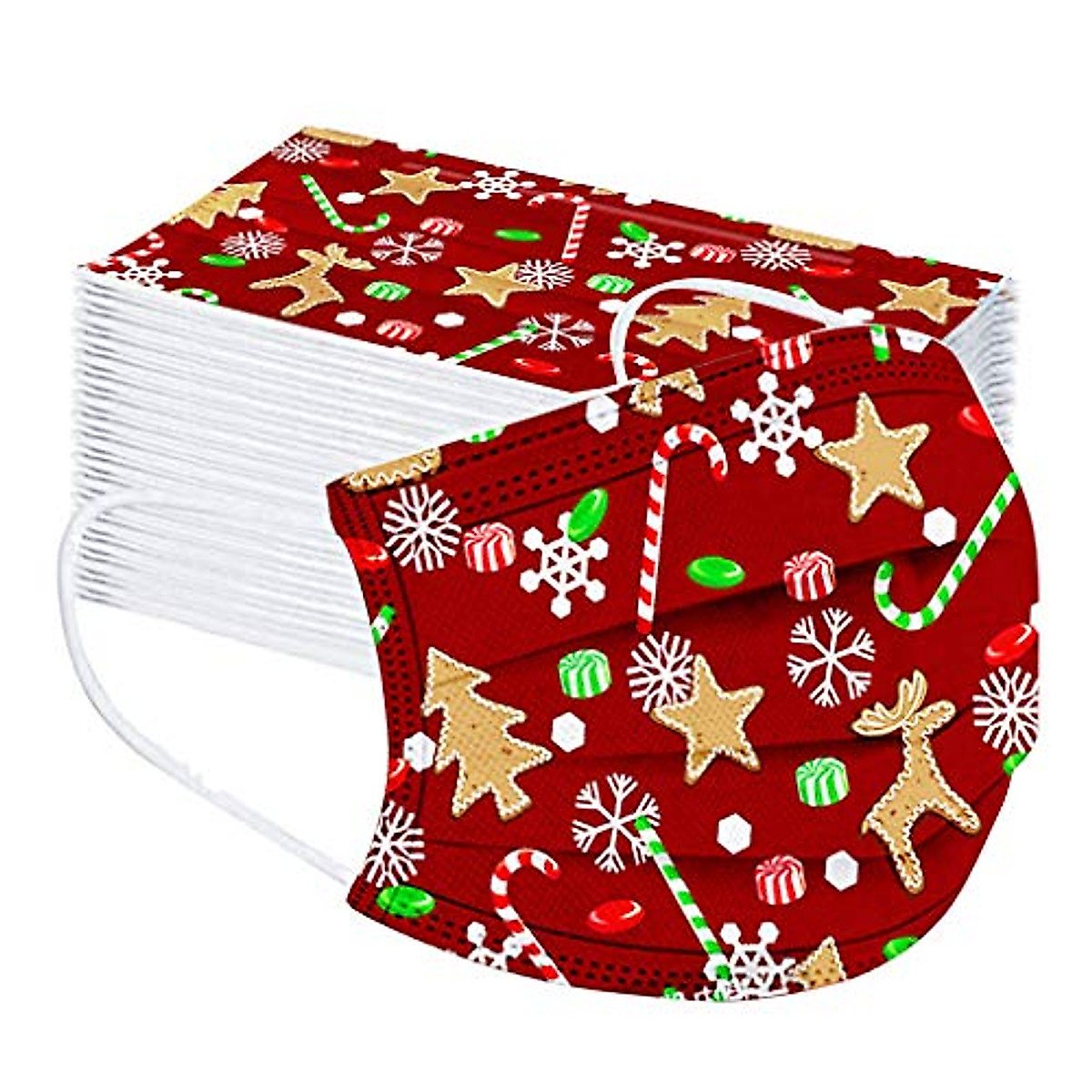 Kids Disposable Face_Mask,Christmas Print Cloth Covering,No Washable, Lightweight Breathable and Anti-Haze Dust Mouth Guards Balaclava