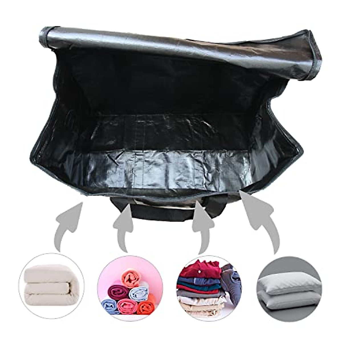 CUXFLS Moving Bags Heavy Duty Extra Large Stroage Bags with Strong Zippers and Handles for Moving Supplies, Foldable Heavy-Duty Storage Bags Storage for Space Saving, Alternative to Moving Boxes（Black - L - Set of 4）