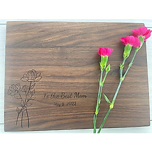 Personalized Cutting Board, Engraved Cutting Board, Mothers Day Gift, Happy Mothers Day, To the best mom, Carnation board, Gift for Mom, 150 (Cherry, 11" x 6")