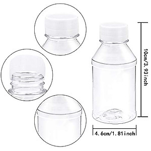 Aneco 30 Pack 4 Ounce Empty Plastic Juice Bottles Reusable Drink Containers with Lids Ideal for Storing Juices, Water and Other Homemade Beverages