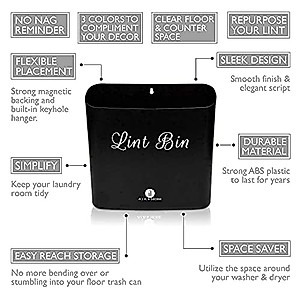 A.J.A. & MORE Lint Holder Bin and Dryer Sheet Dispenser Magnetic for Laundry Room Organization (Matte Black)