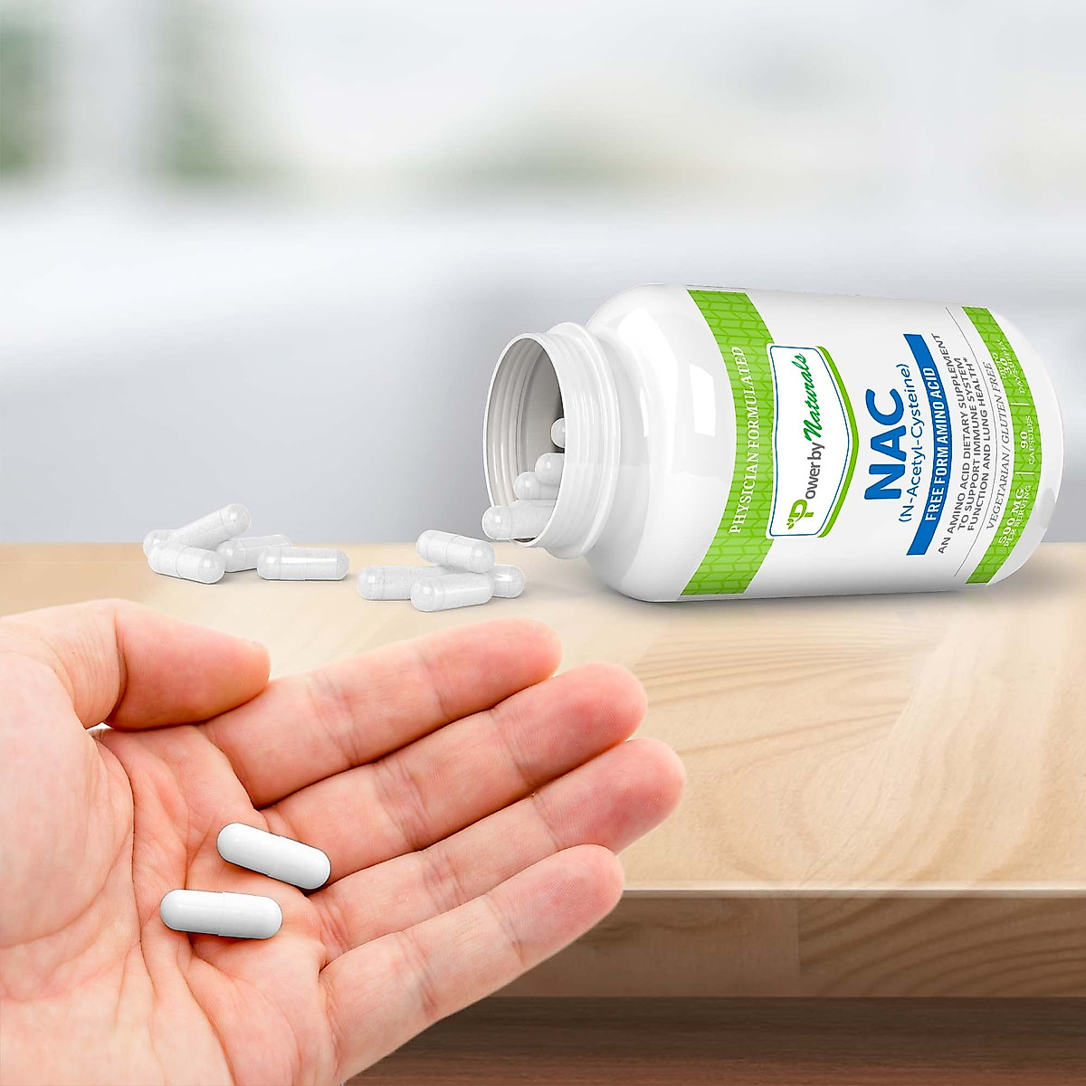 Power By Naturals NAC Supplement N-Acetyl Cysteine – NAC 1000mg Serving Per 2 Capsules - Antioxidant Amino Acids Supplement for Liver Lung Support & Glutathione Boost - Pure NAC Supplement, 90Ct.