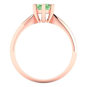 Clara Pucci 1.0 ct Marquise Cut Solitaire Green Simulated Diamond Engagement Bridal Promise Anniversary Ring 18K Rose Gold Size 9