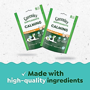 GREENIES Supplements Calming Chews for Dogs Chicken Flavor, 40 Count Soft Chews Dog Calming Supplements, 7.3 oz. Container
