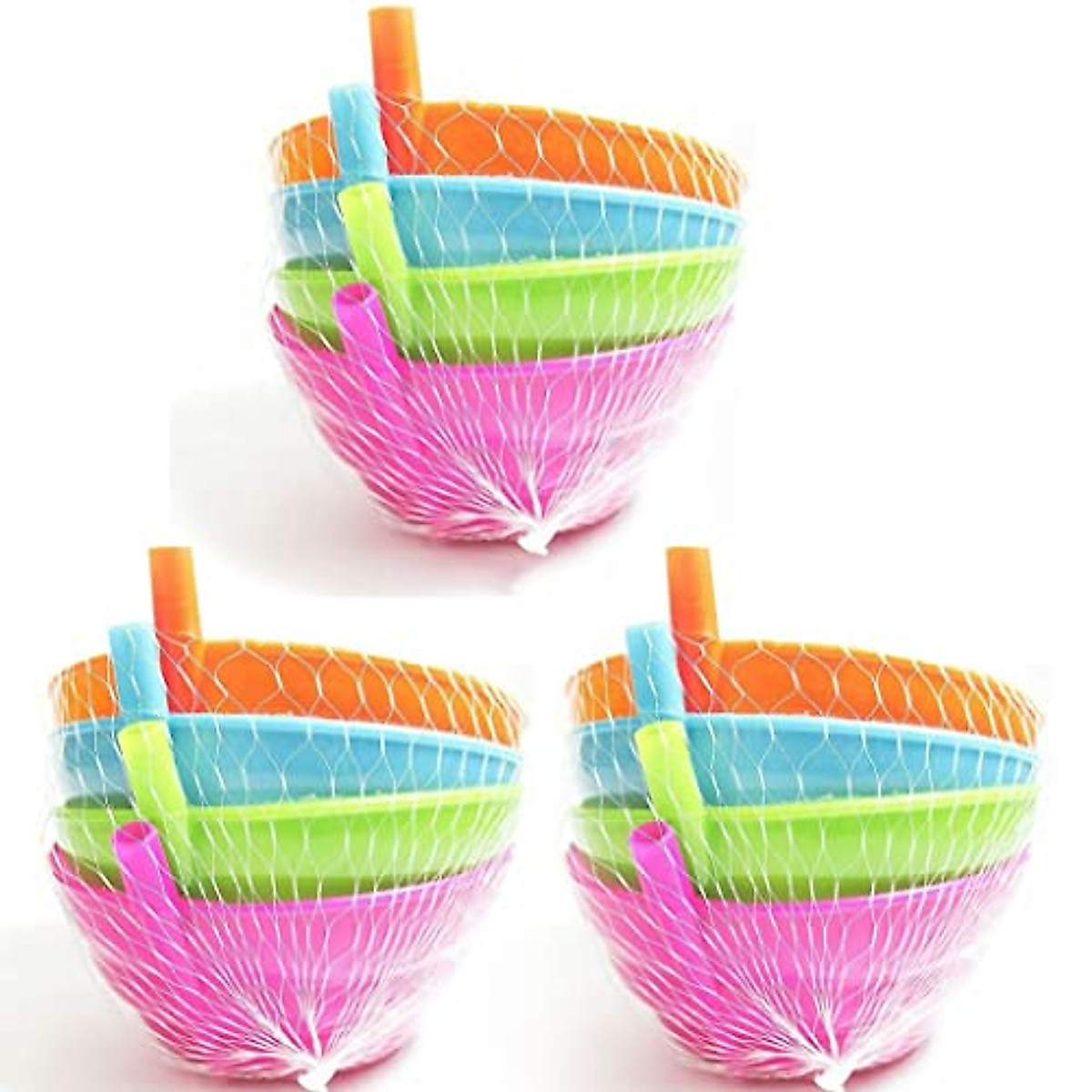 12 Pc Cereal Bowls With Straws Sip A Bowl Built In Straw Soup Drinking BPA Free