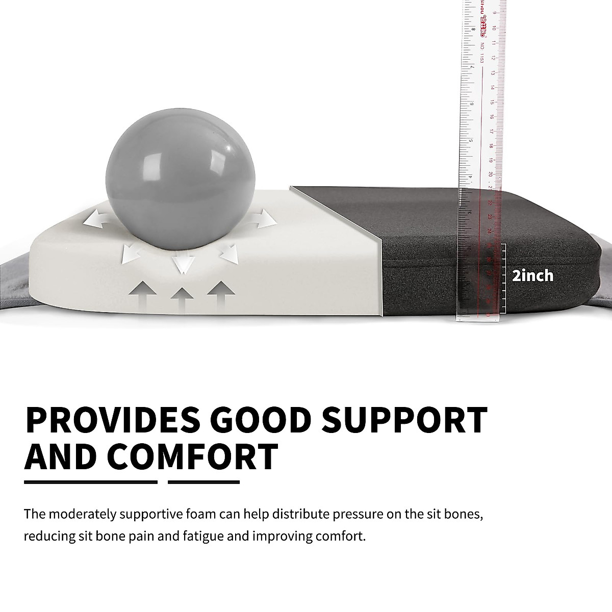 BUYUE Chair Cushion + Foldable Blanket 2 in 1, Comfortable High Density Foam Non-Slip Seat Cushion for Office Long Sitting, Soft Fleece Exclusive Patent Chair Pads for Desk Computer Chair, Gray