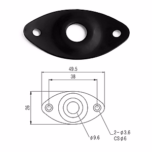 Holmer Guitar Jack Socket Plate Curved Recessed Oval Football Style Output Jack Plate Compatible with Les Paul Ibanez Jackson Guitar or Bass Parts with Screws Black.