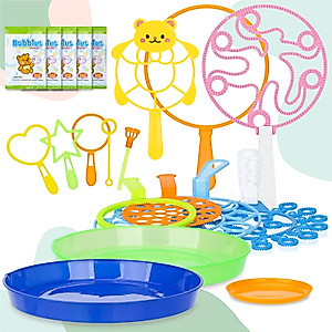 WDBO Bubble Wands Set, 20 PCS Giant Bubble Makers with Tray for Kids, Outdoor Bubble Party Favors