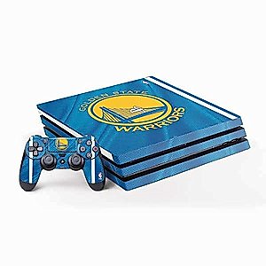 Skinit Decal Gaming Skin Compatible with PS4 Pro Console and Controller Bundle - Officially Licensed NBA Golden State Warriors Jersey Design