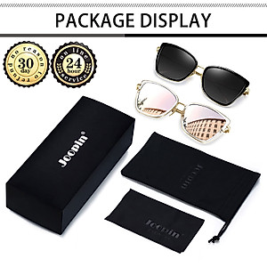 Joopin Oversized Cateye Sunglasses Fashion Cat Eye Sun Glasses UV Protection Trendy Becky Shades for Women Ladies Cute Sunnies (Black + Pink)