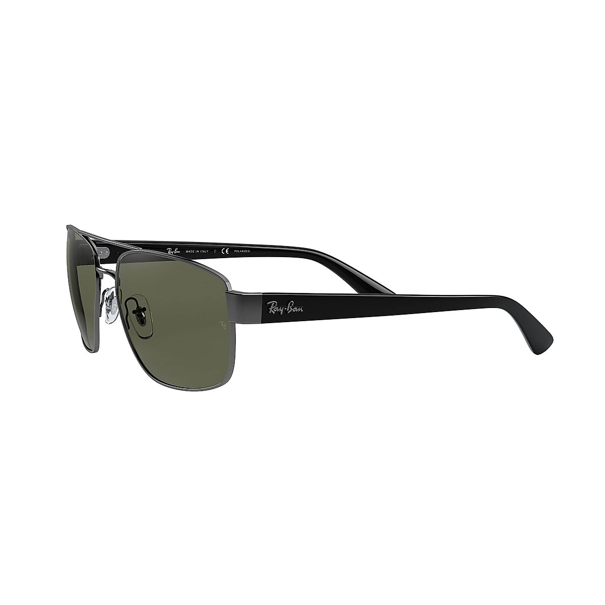 Ray-Ban RB3663 Metal Rectangular Sunglasses, Gunmetal/Polarized G-15 Green, 60 mm