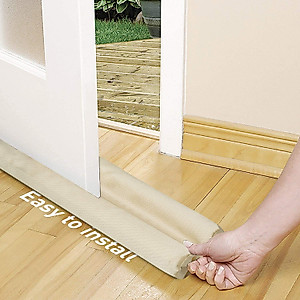 TumiMallody Waterproof Under Door Draft Stopper - 36 Inch Door Draft Stoppers Weather Stripping Noise Blocker Door Sweeps, Adjustable Size 32-36 Inch (Beige)