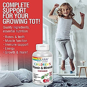 SOLARAY Childrens Vitamins & Minerals | Complete Multivitamin for Kids | Great Black Cherry Flavor (120 Chews, 60 Serv)