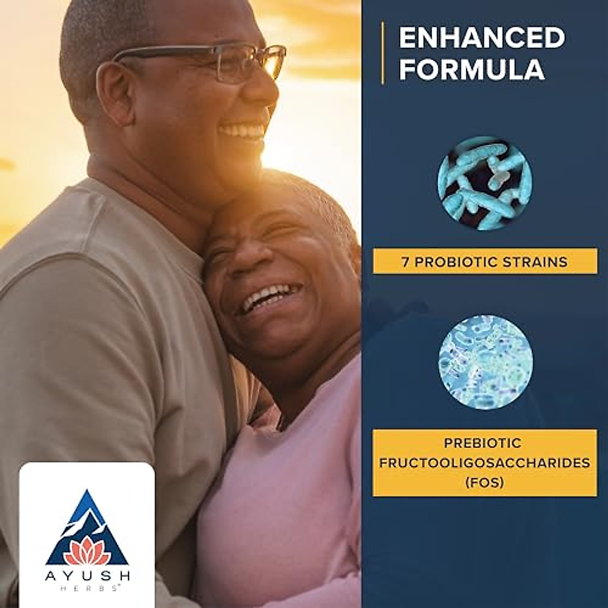 Ayush Herbs Probiotic 100B, Shelf-Stable Daily Probiotic Supplement, 7 Probiotic Strains, 60 Vegetarian Capsules