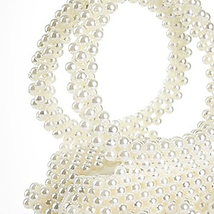 YUSHINY Women Acrylic Beaded Ladder Evening HandBag Box with Zipper Closure for Wedding Party (White)