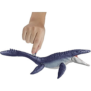 Mattel Jurassic World Dominion Ocean Protector Mosasaurus Dinosaur Action Figure from 1 Pound of Recycled Plastic, Movable Joints, Toy Gift with Physical and Digital Play