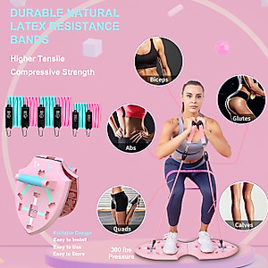 LALAHIGH Home Workout Equipment for Women, Multifunction Push Up Board, Portable Home Gym System with Resistance Bands,Ab Roller Wheel, and 20 Gym Accessories, Professional Strength Training Exercise