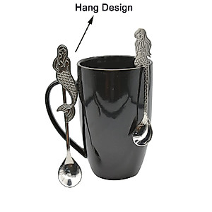 Maydahui 4PCS Mermaid Spoon 18/10（304）Stainless Steel Fish Coffee Milkshake Spoons Tableware Kitchen Tools Design for Dessert Drink Tea Ice Cream Soup