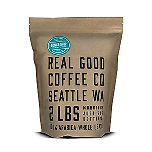 Real Good Coffee Company - Whole Bean Coffee - Donut Shop Medium Roast Coffee Beans - 2 Pound Bag - 100% Whole Arabica Beans - Grind at Home, Brew How You Like