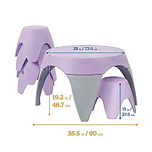 ECR4Kids Ayana Table and Stool Set, Outdoor Kids Table and Chairs, Light Purple/Light Grey, 5-Piece
