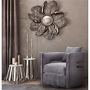 TOV Furniture Kennedy Modern Handmade Velvet Swivel Chair, Gray