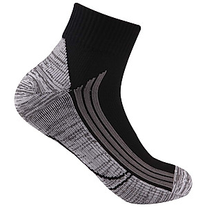 RANDY SUN Waterproof Running Socks, Men's Women's Athletic Cycling Biking Hiking Wading Trekking Gift Socks(1 Pair Ankle Black S)