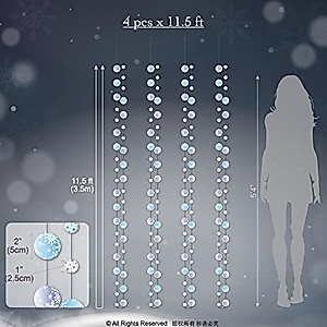 Blue Purple Snowflake Garland for Christmas Decoration Winter Wonderland Frozen Theme Party Hanging Decorations Snow Flake streamer banner backdrop for New Year Wedding Birthday Bridal Baby Shower