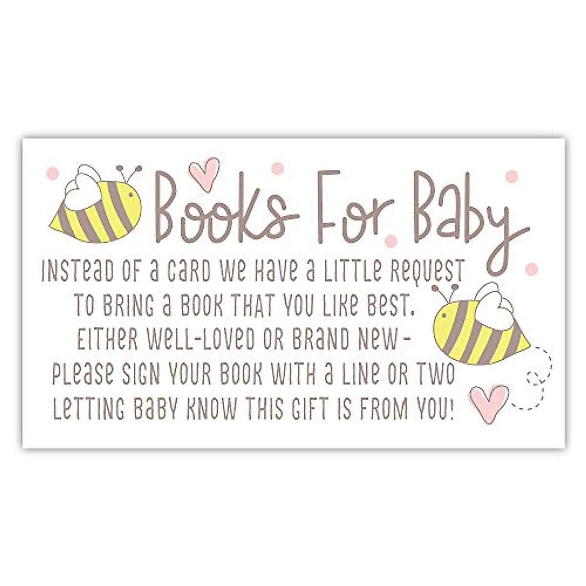 50 Cute Bee Books for Baby Shower Request Cards - Invitation Inserts