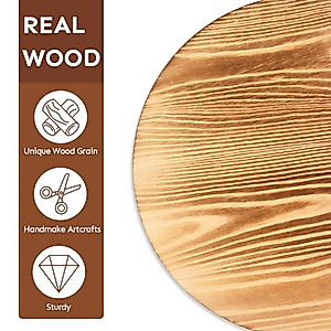 HULISEN Wood Risers for Decor, 10 Inch Round Wooden Pedestal Stand for Indoor Plant Pot Riser, Set of 2 Farmhouse Rustic Decorative Display Tray for Kitchen Counter and Bathroom Table (Natural)