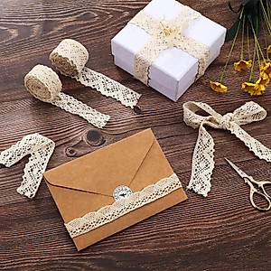 40 Yards Cotton Lace Trim Vintage Lace Ribbon Crochet Cotton Lace Scalloped Edge for Bridal Wedding Decoration Christmas Package DIY Sewing Craft Supply, 5 Yards Each, 8 Styles (Beige)