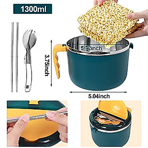 Ajerg 1300ml Rapid Ramen Cooker - Microwave Ramen Bowl Set Noodle Bowls With Lid Speedy Ramen Cooker In 3 Minutes BPA Free Dishwasher Safe | Perfect for Dorm, Small Kitchen, Office