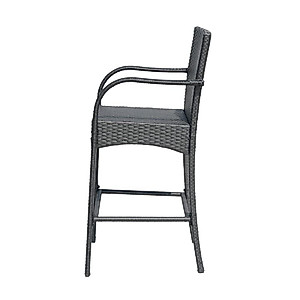 GDF Studio Dora Outdoor Wicker Barstool Chair (Set of 2), Gray