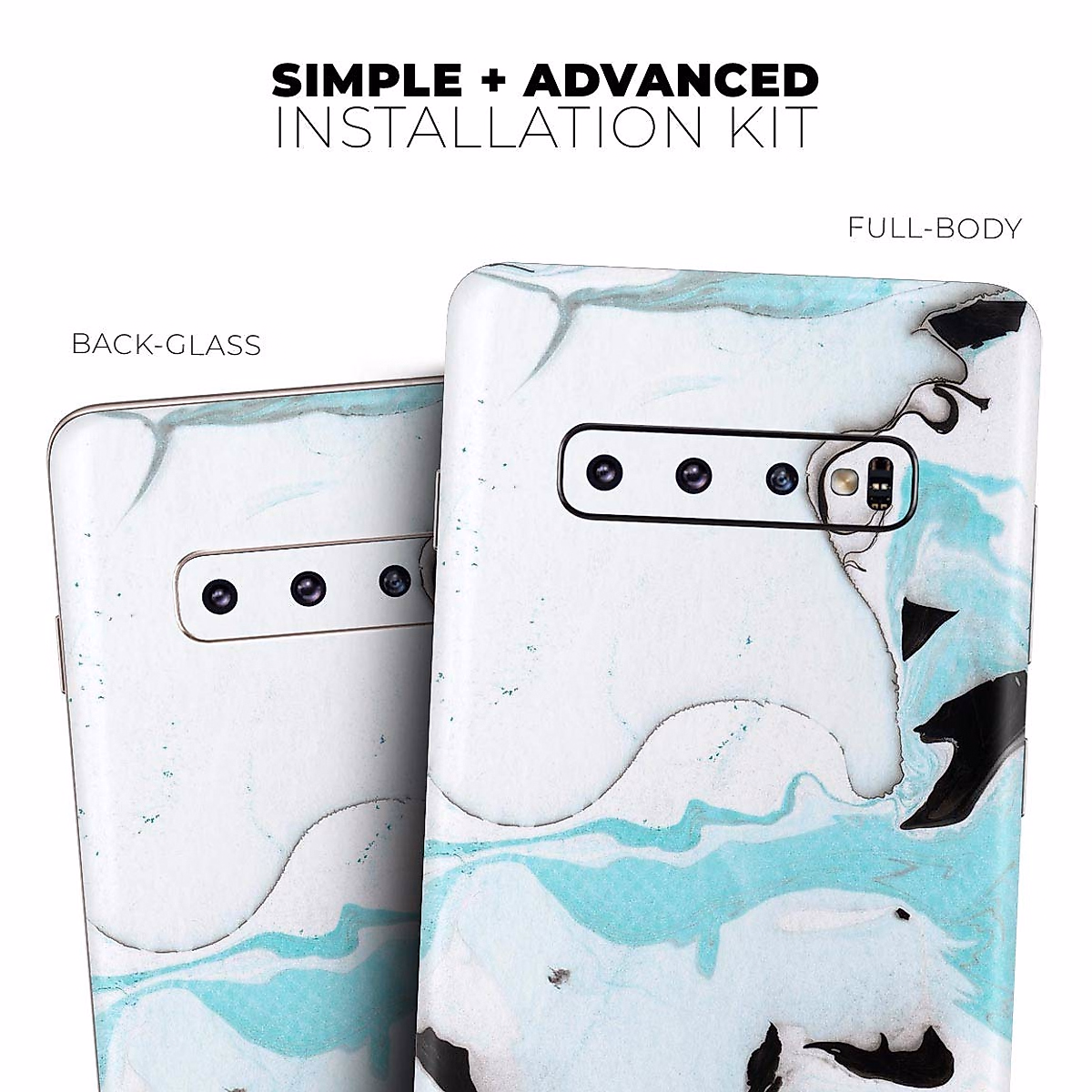 DesignSkinz Black and Teal Textured Marble 2 Protective Vinyl Decal Wrap Skin Cover Compatible with The Samsung Galaxy S20 (Screen Trim & Back Glass Skin)